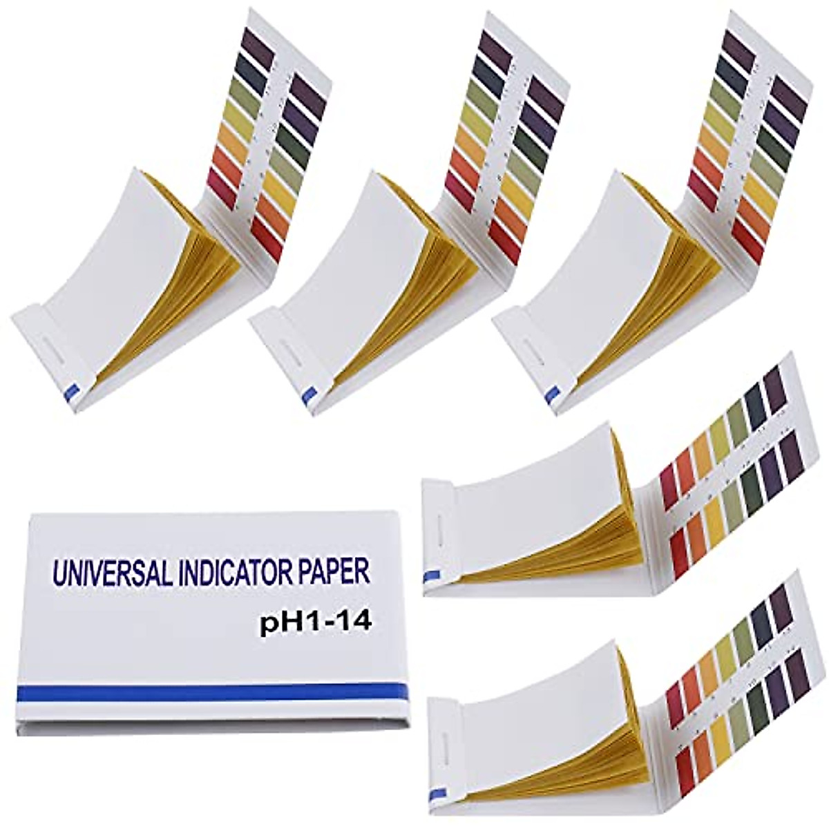 BOJACK 5 Pack 80 Strips (400 Strips) pH 1-14 Test Paper Extensive Test Paper Litmus Test Paper 400 Strips pH Test for Water Soil Testing Pet Food pH Monitoring
