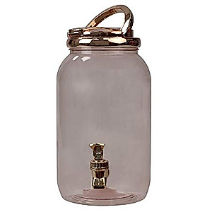 Drink Dispenser, Rose Gold (Single Pack) By Home Basics | Plastic Drink Dispenser, With Spigot and Carrying Lid