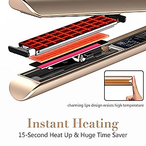 FURIDEN Hair Straightener, Flat Iron Hair Straightener, Hair Straightener and Curler 2 in 1, Flat Iron Curling Iron in One, Curling Straightening Iron Combo, Round Flat Iron