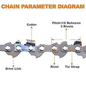 SUNGATOR 3-Pack 18 Inch Chainsaw Chain SG-S62, 3/8" LP Pitch - .050" Gauge - 62 Drive Links, Compatible with Craftsman, Ryobi, Homelite, Poulan