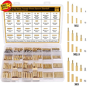 Csdtylh 480Pcs M2 M2.5 M3 Motherboard Standoffs&Screws&Nuts Kit, Hex Male-Female Brass Spacer Standoffs, Laptop Screws for DIY Computer Build, Electronic Projects, Raspberry Pi, Circuit Board etc.