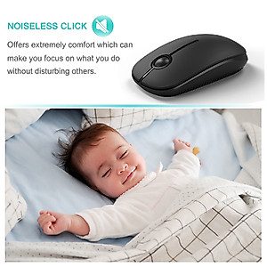 TechGarden 2.4G Slim Wireless Mouse, Silent Cordless Computer Mouse with USB Receiver, Portable Travel Mouse for Laptop Desktop PC Chromebook - Black