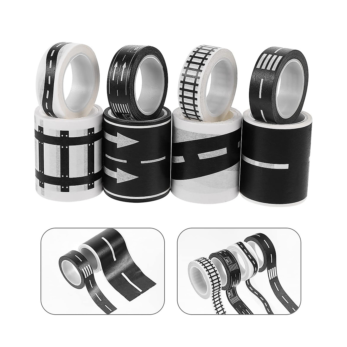 Healifty 8 Rolls Race Car Track Road Tape Railway Track Sticker Stick to Floors and Walls Tape Washi Tape Play Vehicle Supplies for Kid Toy Birthday Gifts Mixed Styles