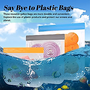 COKMART 9PCS Dishwasher Safe Silicone Bags for Food Storage,BPA Free Kitchen Bags Leakproof Freezer Reusable Bags 2 Reusable Gallon Bags/4 Sandwich Bags/3 Snack Bags for Lunch/Travel/Home