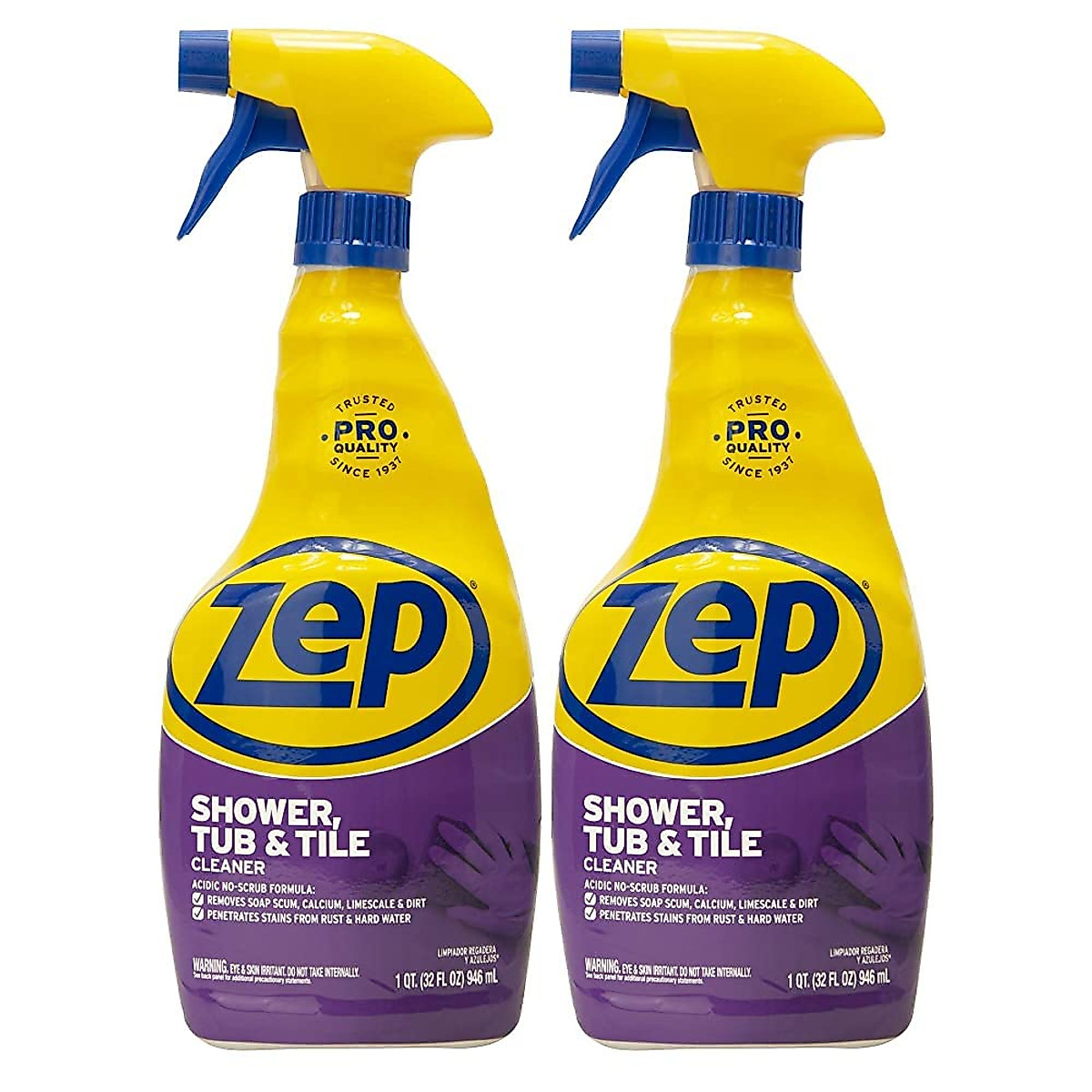 Zep Shower Tub and Tile Cleaner 32 oz ZUSTT32PF (Case of 2) - No Scrub Pro Formula Breaks up Tough Buildup on Contact