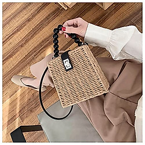 NIBD Handwoven Square Straw Rattan Bag Shoulder Wicker Purse Small Box Woven Bali Womens Crossbody Bag