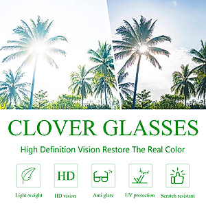 6 Pairs Green Glasses St. Patrick's Day Irish Shamrock Sunglasses Rimless Leprechaun Costume Glasses Four Leaf Clover Green Sunglasses for Women Men