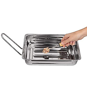 Gourmet Mini Stovetop Smoker - Stainless Steel Smoker Box w/Hickory Smoking Wood Chips - Works On Any Heat Source, Indoor Stovetop or Outdoor BBQ Grill-Great Fathers Day Gift & Grilling Gift for Men