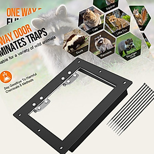 GROWLING Raccoon One Way Door - Humane, Contactless Animal Excluder Trap - Raccoon One Way Eviction Door, Easy to Install & Weather-Resistant, Ideal for Squirrels, Skunks, Possums