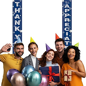 We Appreciate You Banner Decorations Thank You Door Banner Thank You for All You Do Backdrop for Teacher Employee Staff Doctors Nurse Poaster Volunteer Appreciation Week Party Porch Sign - Blue Silver