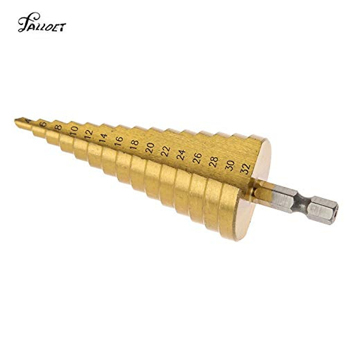 Tameco 32mm Titanium Step Drill Bit Mini Drill Hex Hole Cutter HSS Power High Speed Steel Drilling Tool Stepped Drills for Metal Wood