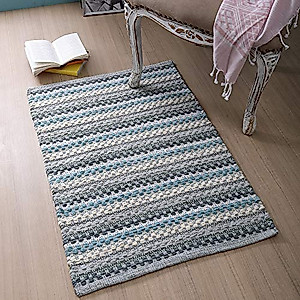 Area Rugs 2x3'- Aqua Combo in Chenille Yarn with Soft Absorbent,Handmade from Cotton, Unique for Bedroom, Living Room, Kitchen, Nursery and More,Entry Way Rug,Kitchen Rug