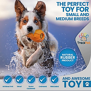 TRECKPET Dog Enrichment Toys Bundle-Dog Treat Toy & Dog Treat Ball-Quality Stuffable Dog Toy-Interactive Dog Treat Dispenser Toy and Durable Rubber Chew Toys for Small and Medium Dogs Up to 50Lbs