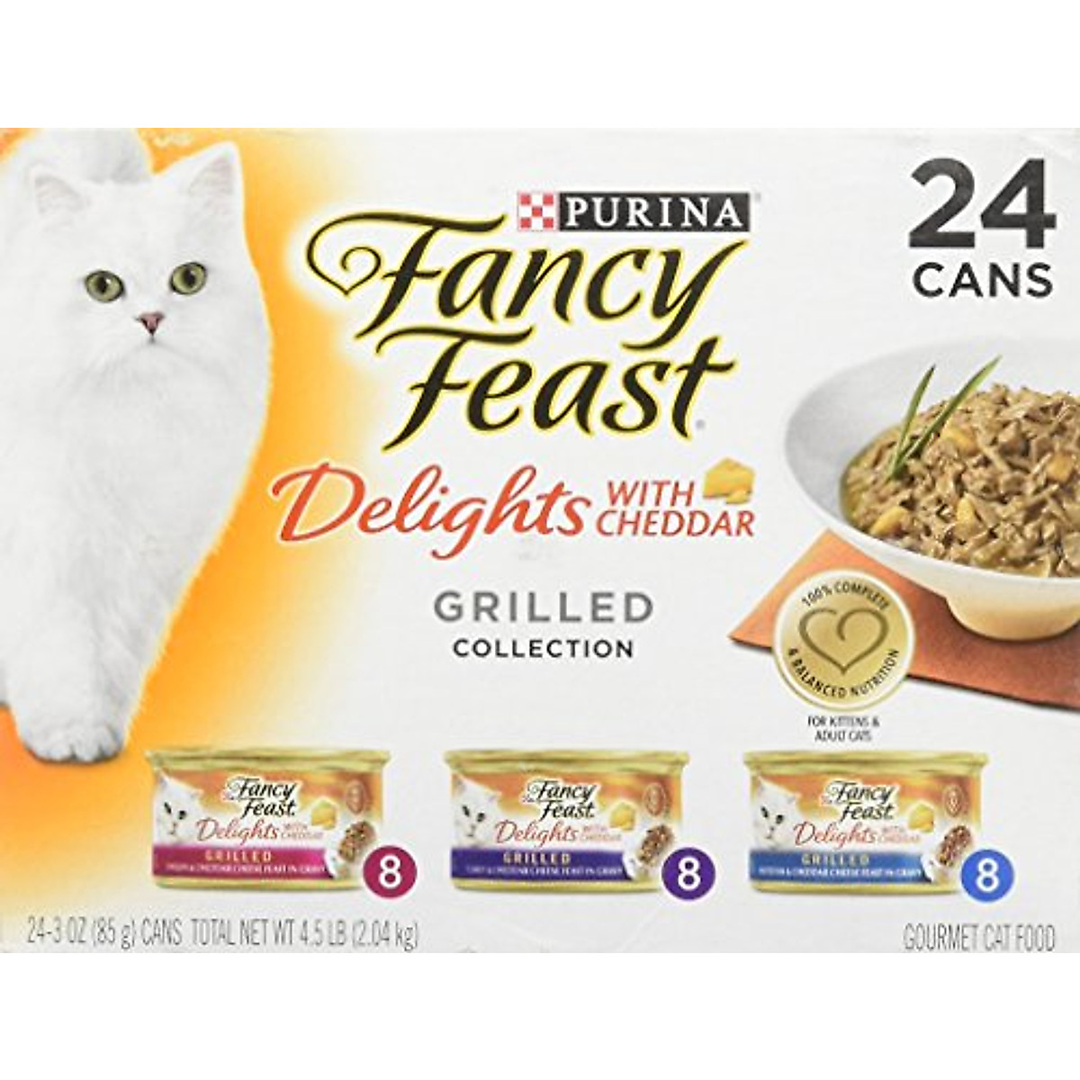 Purina Fancy Feast Delights with Cheddar Grilled Gourmet Wet Cat Food - (24) 3 oz. Cans (Cheddar Grilled Varieties 1 Pack of 24)