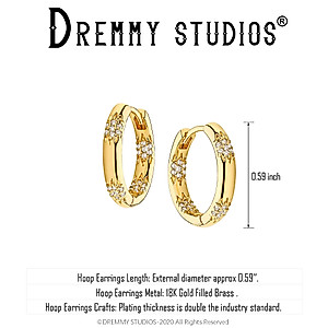 DREMMY STUDIOS Dainty Gold Carved Flower CZ Huggie Hoop Earrings for Women, 14K Gold Filled Small Chunky Thick Cuff Hoop Earrings Minimalist Jewelry