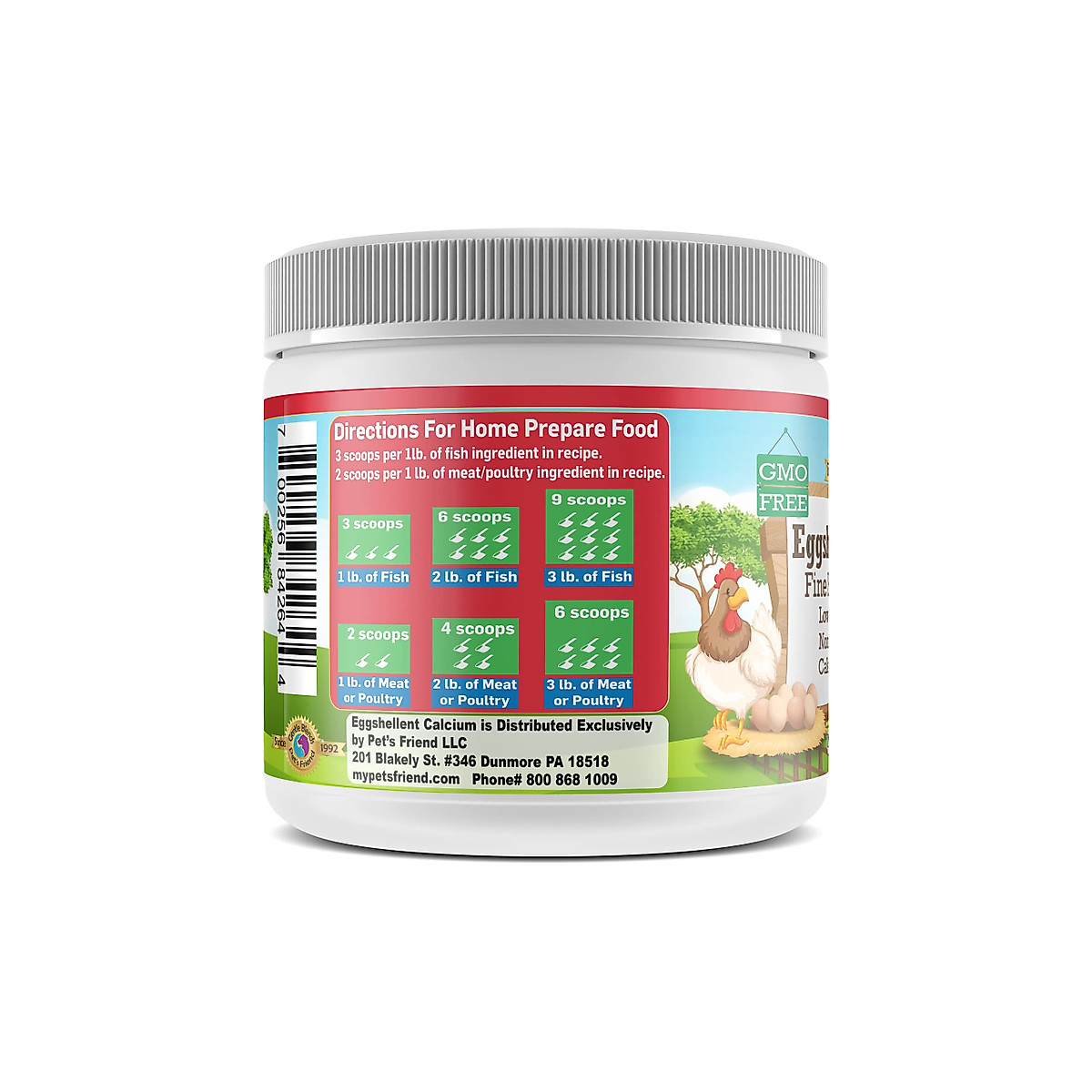 Calcium for Dogs and Cats - Fine Eggshell Powder - Strong Hip & Joint Supplement for Dogs and Cats- Dietary Supplement - No Additives - Pet's Friend Eggshellent Calcium 6oz