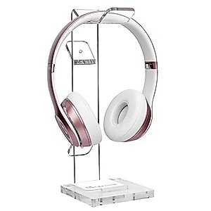 GeekDigg Headphone Stand Gaming Headset Holder For Desk Cable Organizer & Cellphone Stand for All Headphones Size headphone Holder Set for Gaming PC Accessories Gaming Station Transparent