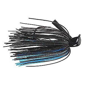 Strike King (TGSKJ38-2) Tour Grade Skipping Jig Fishing Lure, 2 - Black/Blue, 3/8 oz, Customized Flat-Sided Head for Smoother Skipping
