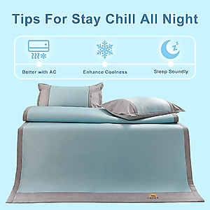 Queen Size Cooling Mattress Pad for Hot Sleeper, Ultra Cold Tech Fiber Cool Mattress Cover, Smooth Noiseless Cooling Mattress Protector, 16'' Deep Pocket(Blue)