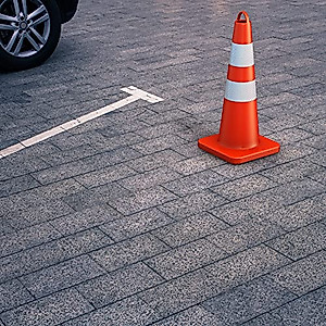 MERCHY HERO Traffic Cones – 6-Pack Traffic Safety Cones with Handle – 28-inch Heavy-Duty Orange Cones with Reflective Collars – Stackable Cones for Parking Lot