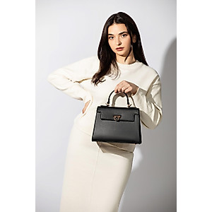 Layla Women’s Top-Handle Handbags – Luxury Crossbody Purse Shoulder Bag for Women – Leather Handbag, Detachable Strap(Black)