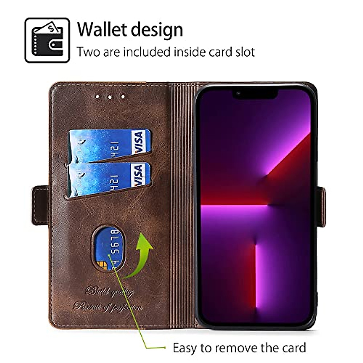 Fansipro Wallet Folio Case for Samsung Galaxy S9 Plus, Premium PU Leather Slim Fit Cover for Galaxy S9 Plus, 2 Card Slots, Friendly Fit, Brown & Golden