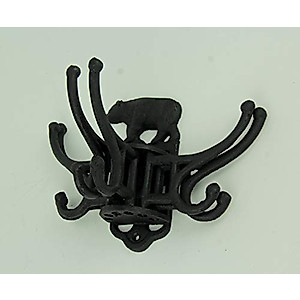 Black Cast Iron Rustic Bear Pivoting Wall Hook