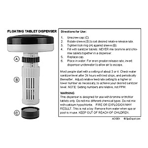 Hot Tub Spa Floater for 1" Bromine/Chlorine Tablets - Adjustable Feeder & Dispenser