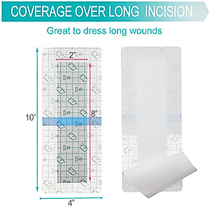 Waterproof Wound Bandages Dressing for Knee Replacement First Aid Adhesive Bandaids Tape Bordered Guaze No Glue On The Center Incisions Film Protector Shower Cover Patch 4 X 10 Inch Pack 0f 25