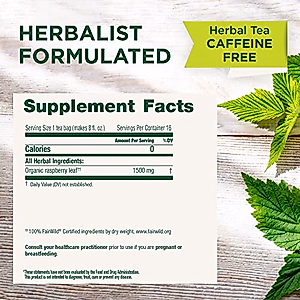 Traditional Medicinals Tea, Organic Raspberry Leaf, Eases Menstrual Cramps, Supports a Healthy Pregnancy, 96 Tea Bags (6 Pack)
