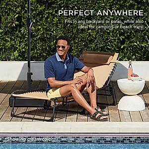 Best Choice Products Patio Chaise Lounge Chair, Outdoor Portable Folding in-Pool Recliner for Lawn, Backyard, Beach w/ 8 Adjustable Positions, Carrying Handles, 300lb Weight Capacity - Gray