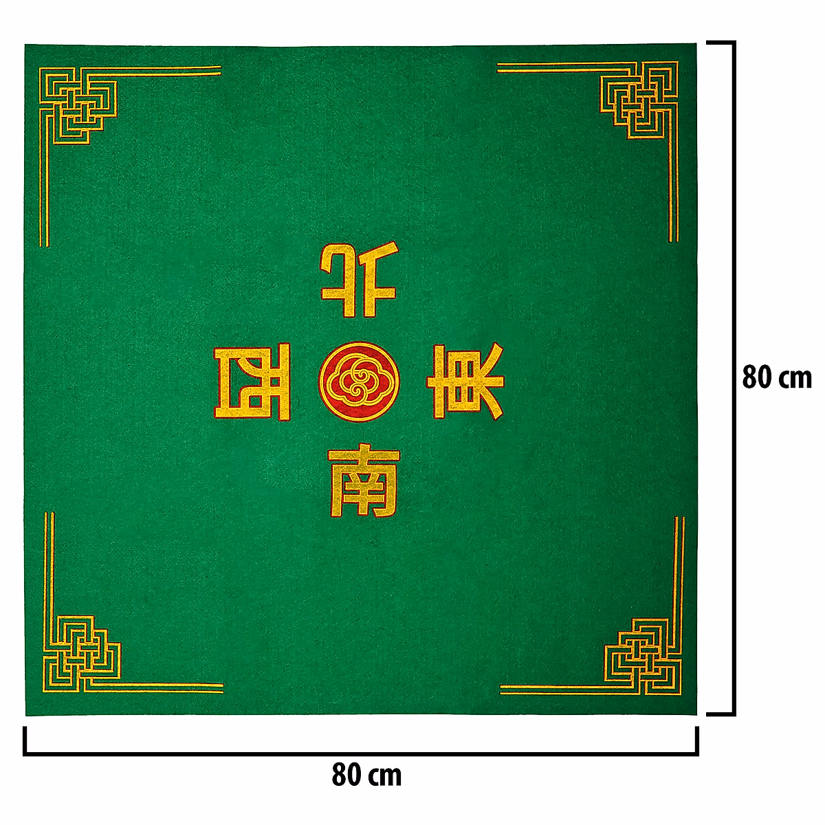 Mahjong and Pai Gow Poker Play Mat - 30" x 30" Green Felt Double Sided Mat - 2-n-1 Table Cover for Classic Chinese Tile Card Game - Slip Resistant Layout for Cards, Dominoes or Tiles - 2-4 Players