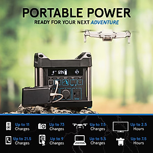 POWER RIDGE X-300 Power Station: Portable 296Wh Lithium-Ion Battery Generator with LCD Screen and Carry Handles for Charging Phones, Laptops & Other Electronics while Camping, Traveling or Road Trips
