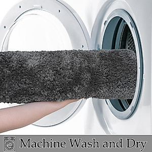 3 Piece Bathroom Rugs-Extra Soft and Absorbent Microfiber Bath Rugs, Non-Slip Plush Shaggy Luxury Mat with Rubber Backing, Machine Wash Dry, Bath Mats for Bathroom Floor, Tub and Shower, Deep Grey