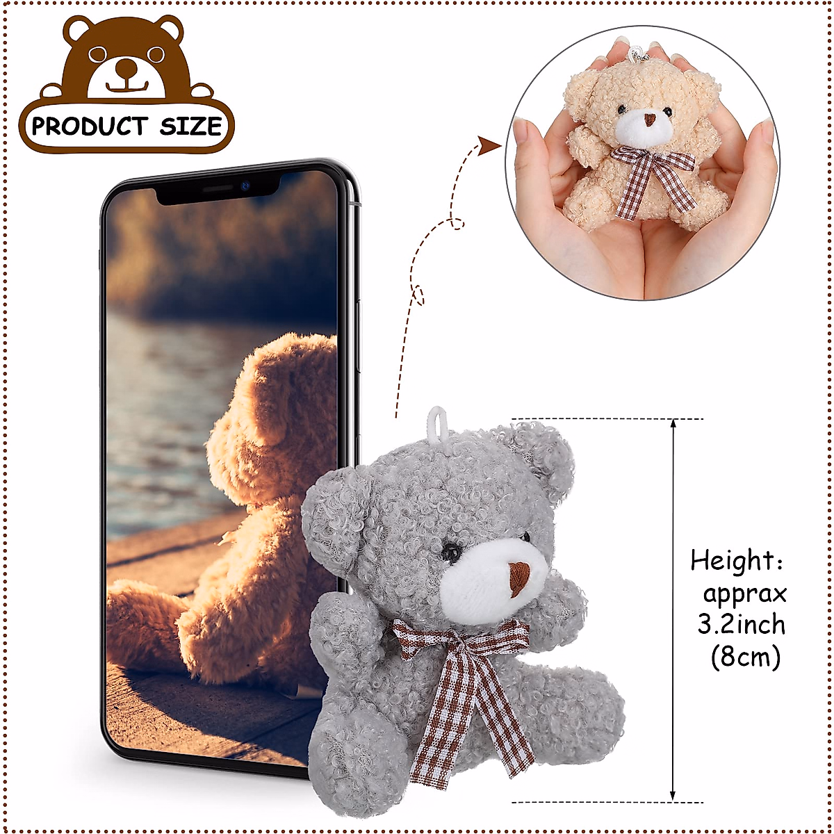 Zomiboo 12 Pcs Easter Bunny Bear Koala 4 Inch Mini Animal Plush Toys Soft Cute Dolls Sleeping and Playing Stuffed Toys Gifts for DIY Baby Shower Party(Bear,Pink, Apricot, Gray, White)