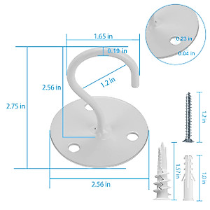 Yzerel Ceiling Hooks for Hanging Plants - Metal Plant Bracket Iron Wall Mount Lanterns Hangers for Hanging Bird Feeders, Lanterns, Wind Chimes, Planters, Outdoor Decoration Hooks（2pack） (White)