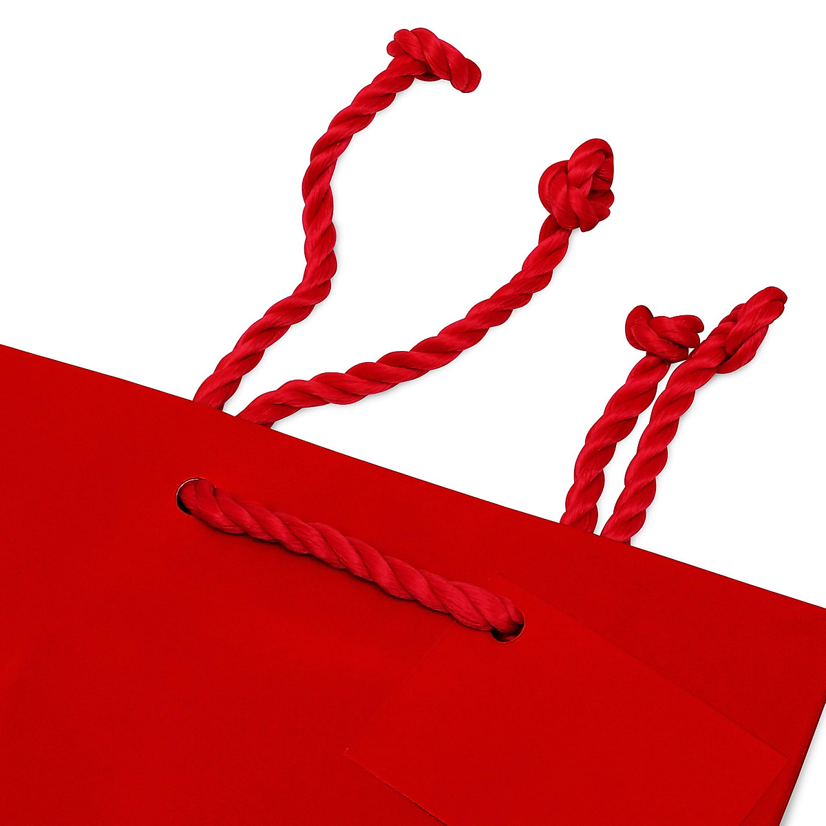 Red Gift Bags - 12 Pack Medium Red Gift Bags with Handles, Gift Wrap Paper Euro Totes for Valentine's Day, Holiday Gift Wrap, Birthday & Wedding, Small Business, Retail & Boutiques, Bulk - 7.5x3.5x9