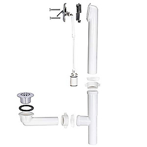 EZ-Flo 1-1/2 Inch Lift and Lock Two-Hole Trip-Lever Bath Waste Drain, Stainless Steel Tubular with Chrome Trim, 35213