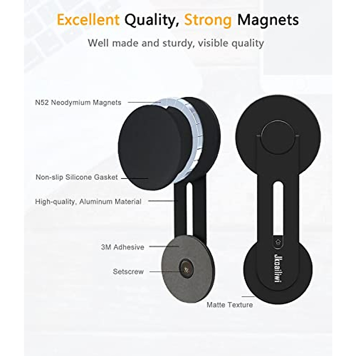 Jkoailiwi 180° Adjustable & Flip Continuity Camera Monitor Mount, Dual Screen Magnetic Phone Holder for Laptop, Slim MacBook Webcam Mount Compatible with MagSafe iPhone 15/14/13/12 & All Phones