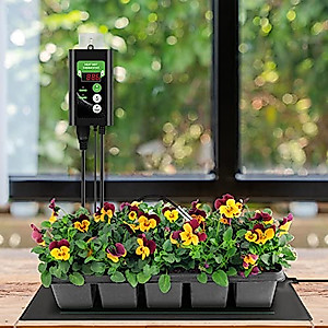 RIOGOO 10"x20.75" Seedling Heat Mat and Thermostat Controller 68-108°F Digital Thermostat Controller IP68 Waterproof (Heated mat+Thermostat Controller)