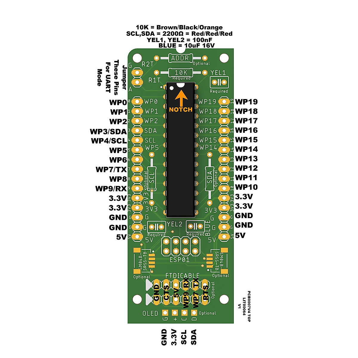 I2C / UART Smart I/O GPIO and Analog Expander for Arduino (Serial Wombat 18AB, Unassembled Kit, 2 Pack, Black Label)