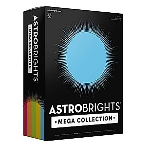 Astrobrights Mega Collection, Colored Cardstock,"Classic" 5-Color Assortment, 320 Sheets, 65 lb/176 gsm, 8.5" x 11" - MORE SHEETS! (91630)