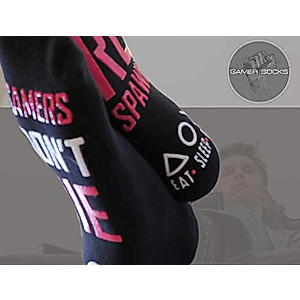 Gamer Socks, Cool Gifts, Fun Socks for Teens, Gaming Presents, Graphic Socks for Teens (Red Respawn)