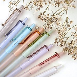 WRITECH Gel Ink Retractable Pens: Black Ink 0.7mm medium Point Pen Set, Extra Smooth Tip No Bleed Smear Smudge Refillable Clickable Pens Bulk for Writing Journaling Multicolor Fine Pens 8ct