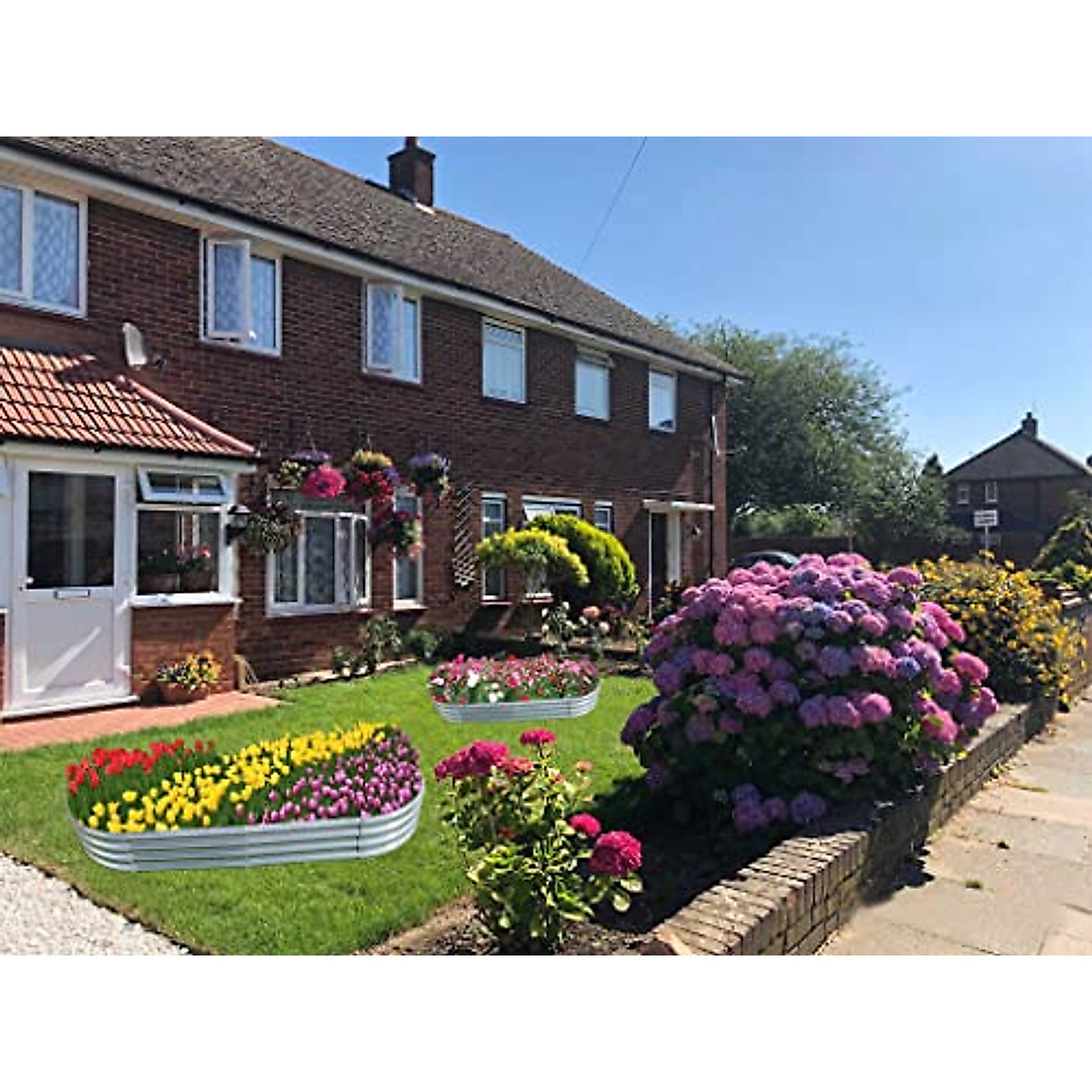 Aozora 2 Pcs Metal Raised Garden Bed,7-ft Planter Raised Beds Garden,Galvanized Raised Garden Beds for Vegetables Flower Herb (Silver)