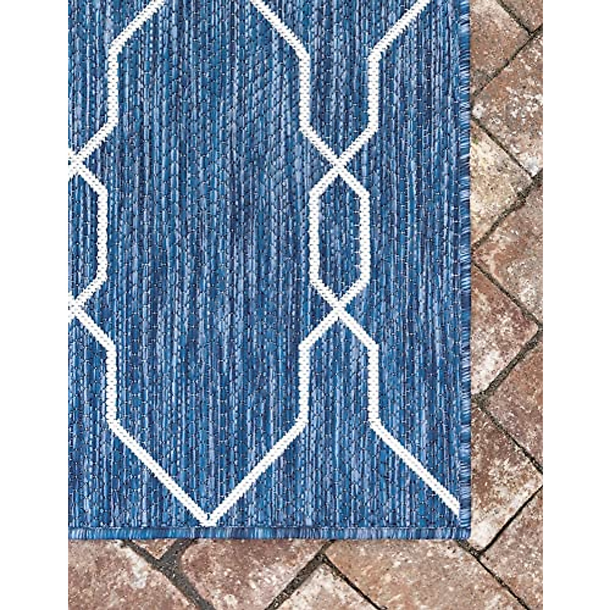 Unique Loom Outdoor Trellis Collection Area Rug - Links Trellis (9' x 12' Rectangle, Blue/ Ivory)