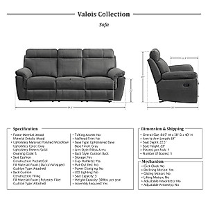 Lexicon Valois Double Reclining Sofa, Gray