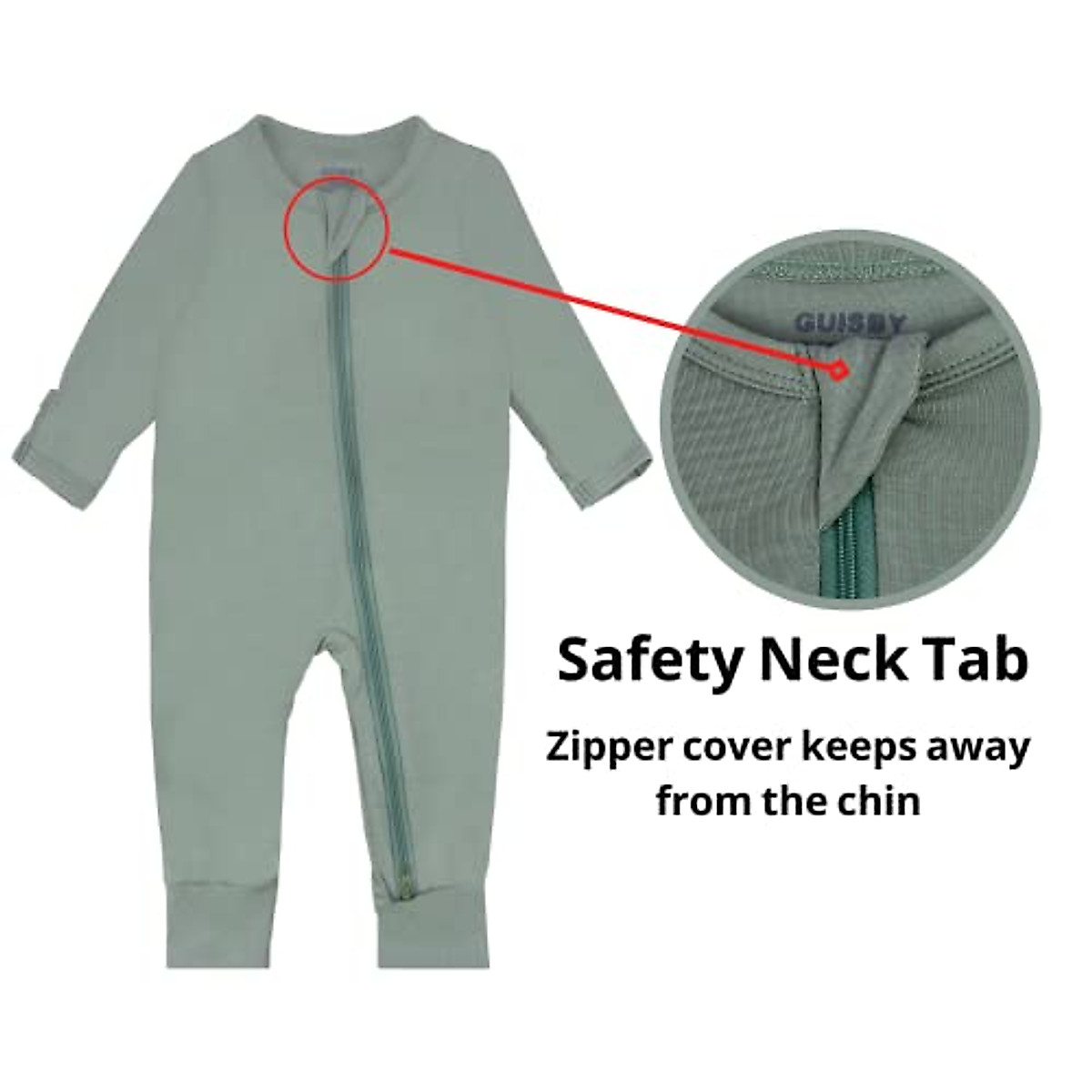 GUISBY Baby Girls Footless Pajamas with Mittens - 2-Way Zipper Long Sleeve Sleepwear 3Pack 6-12 Months