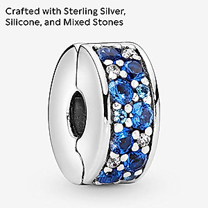 Pandora Blue Pavé Clip Charm Bracelet Charm Moments Bracelets - Stunning Women's Jewelry - Gift for Women - Made with Sterling Silver & Cubic Zirconia