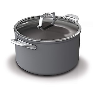 Ninja C30480 Foodi NeverStick Premium 8-Quart Stock Pot with Glass Lid, Hard-Anodized, Nonstick, Durable & Oven Safe to 500°F, Slate Grey